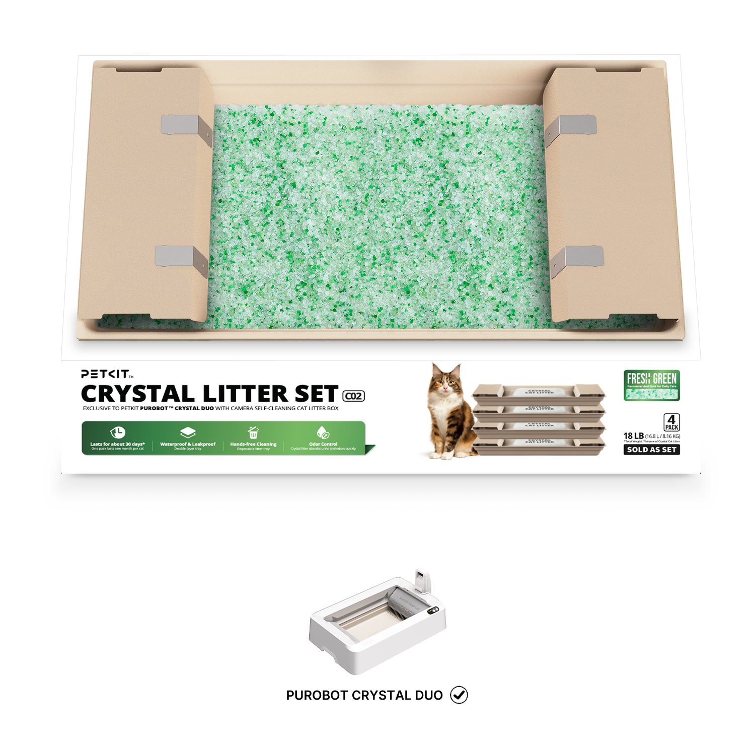 Crystal Litter Set with Fresh Scent