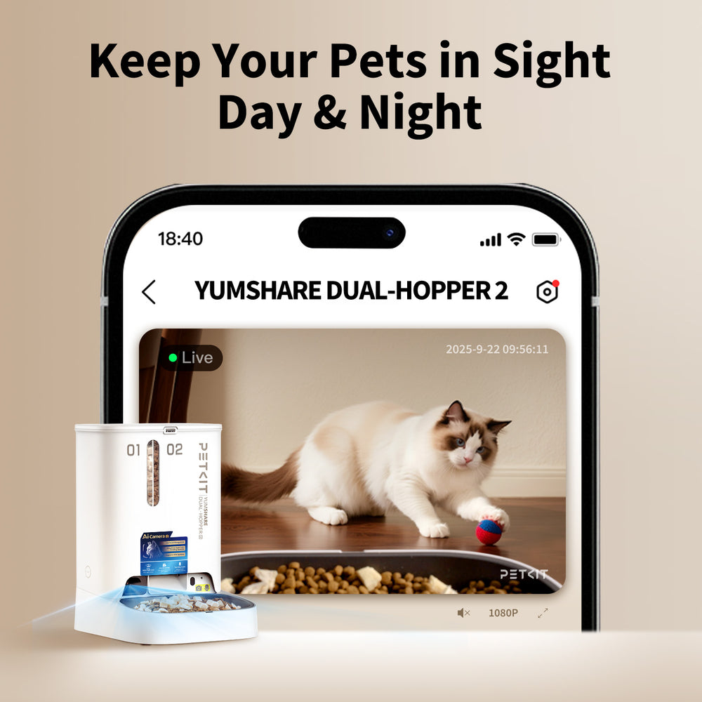 YumShare Dual-hopper 2 Automatic Feeder with Cat Recognition