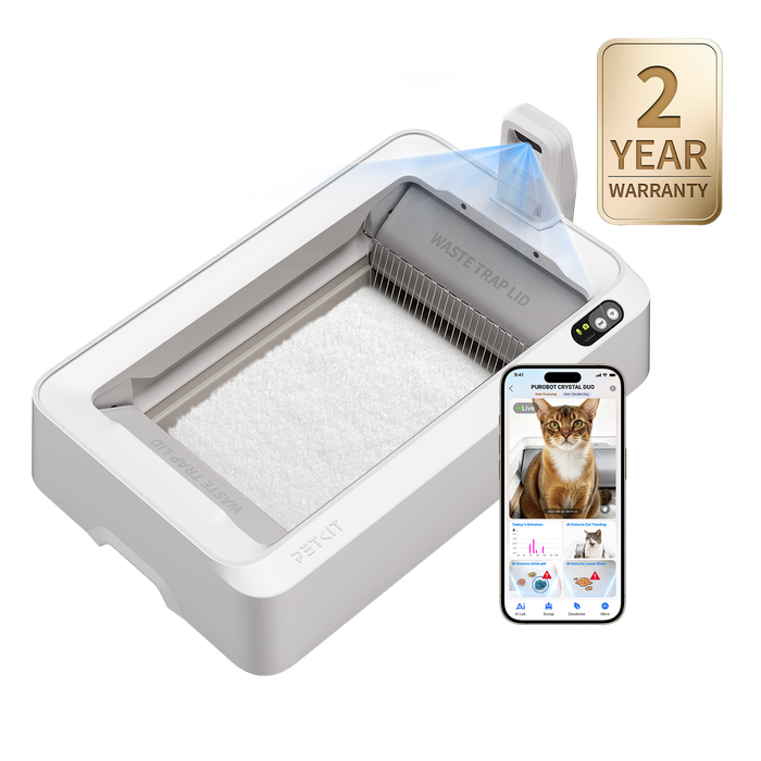 Purobot Crystal Duo Automatic Cat Litter Box with Camera
